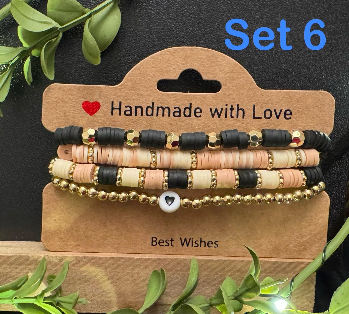 Fashion Heishi Bracelet Stack Set | Heishi Bracelet | Beaded Bracelet ...