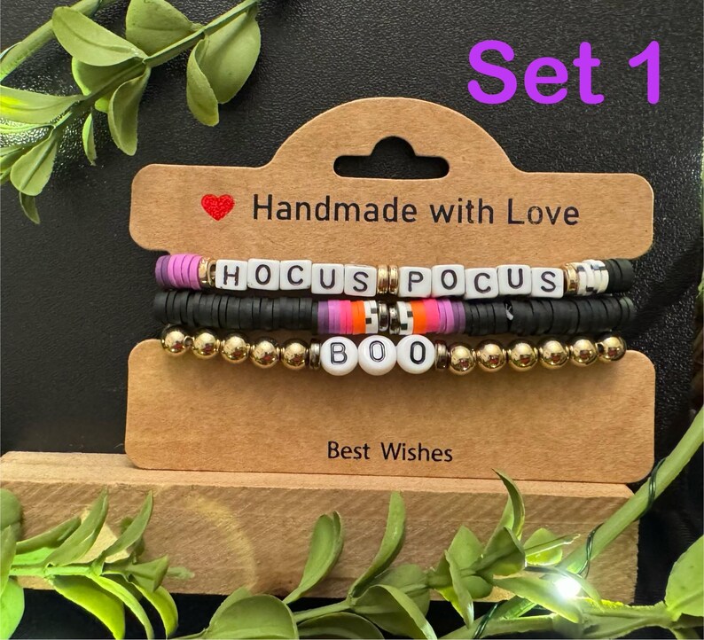 Halloween Bracelet Stack Set | Heishi Bracelet | Beaded Bracelet ...