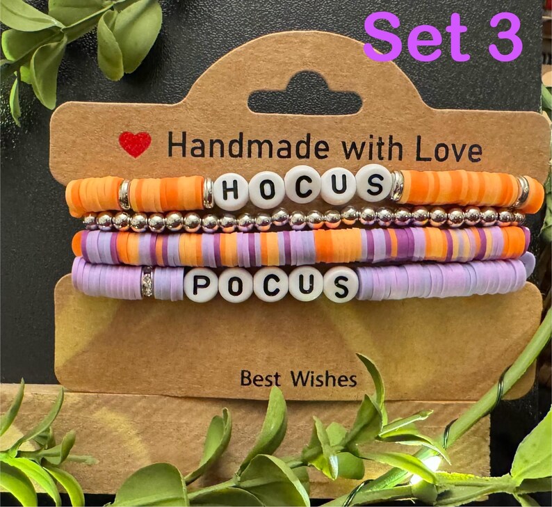 Halloween Bracelet Stack Set | Heishi Bracelet | Beaded Bracelet ...