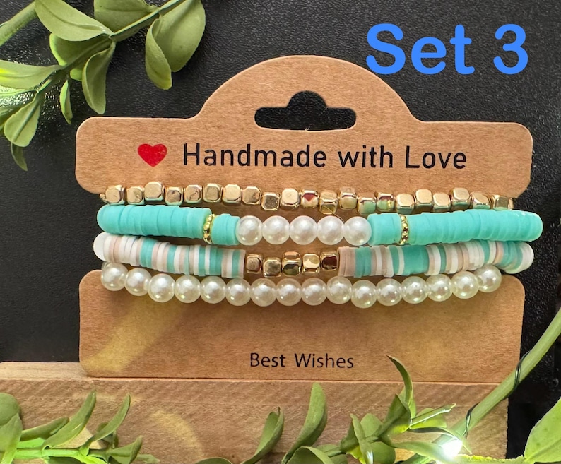 Fashion Heishi Bracelet Stack Set | Heishi Bracelet | Beaded Bracelet ...