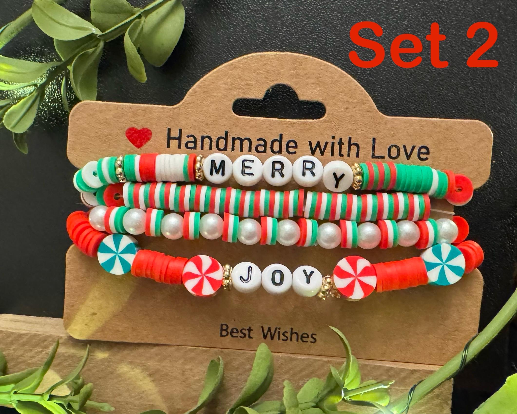 Christmas Bracelet Stack Set | Heishi Bracelet | Beaded Bracelet ...