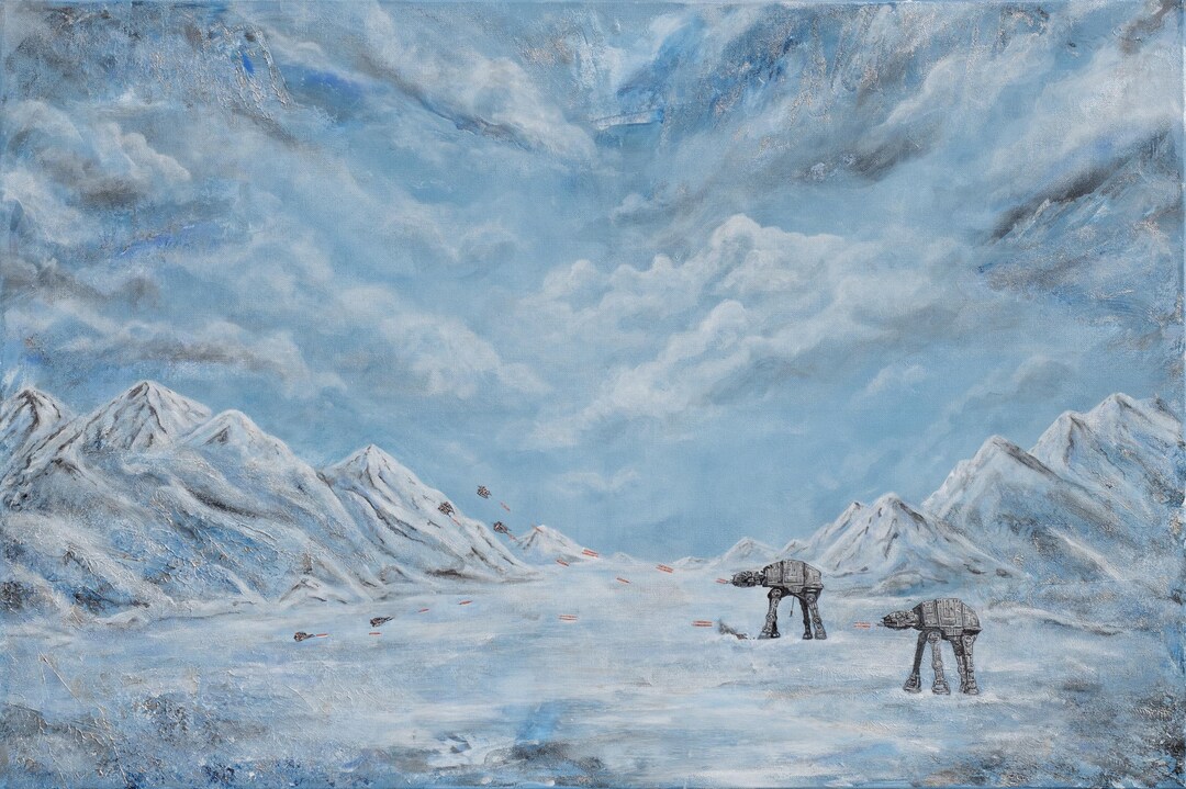 Snowy Sci-fi Battle Scene Wall Art, Hoth Inspired – Galactic War ...