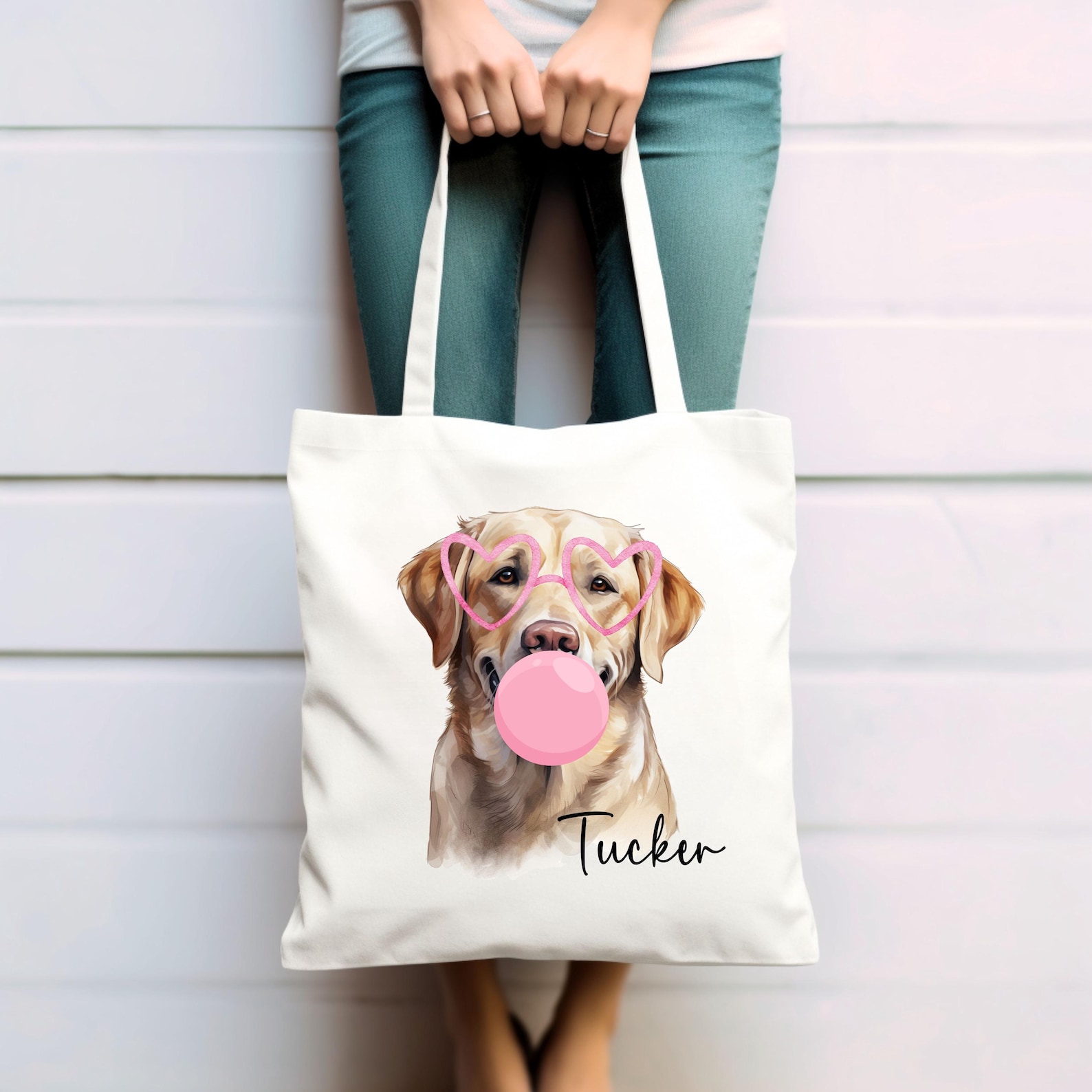 Personalized Golden Retriever Easter Tote Bag, Easter Egg Hunt Basket ...