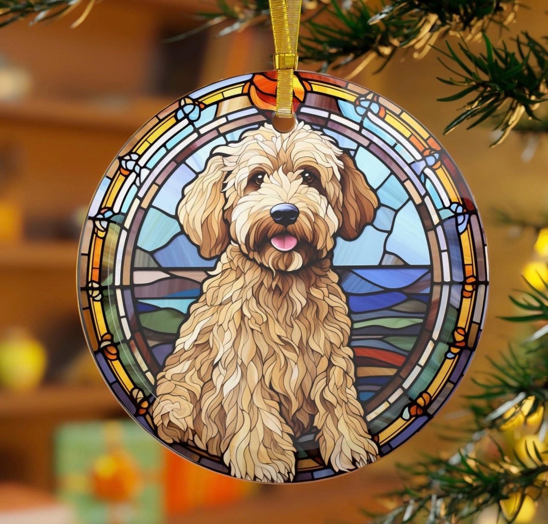Christmas Dog Glass Ornament. Doodle Cavapoo Maltipoo Goldendoodle ...