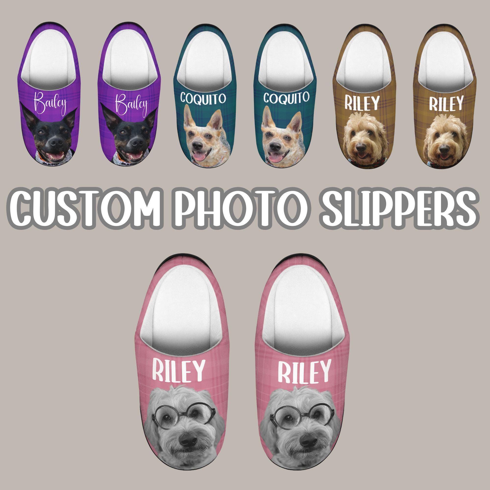 Personalised Slippers With Your Photo, Custom Pet Slippers, Fluffy ...
