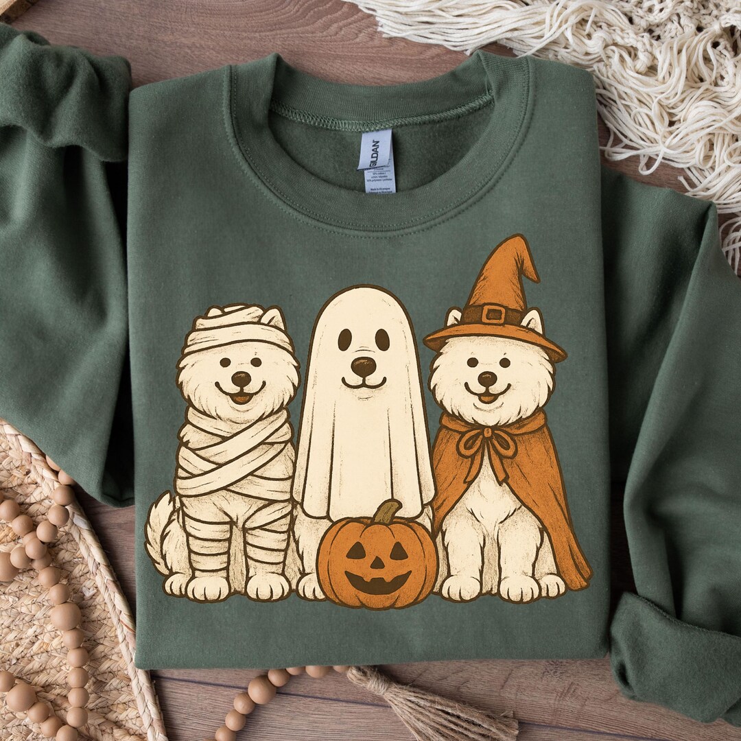 Samoyed Halloween Graphic Sweatshirt: Dog Mom Fall Sweatshirt, Dog ...