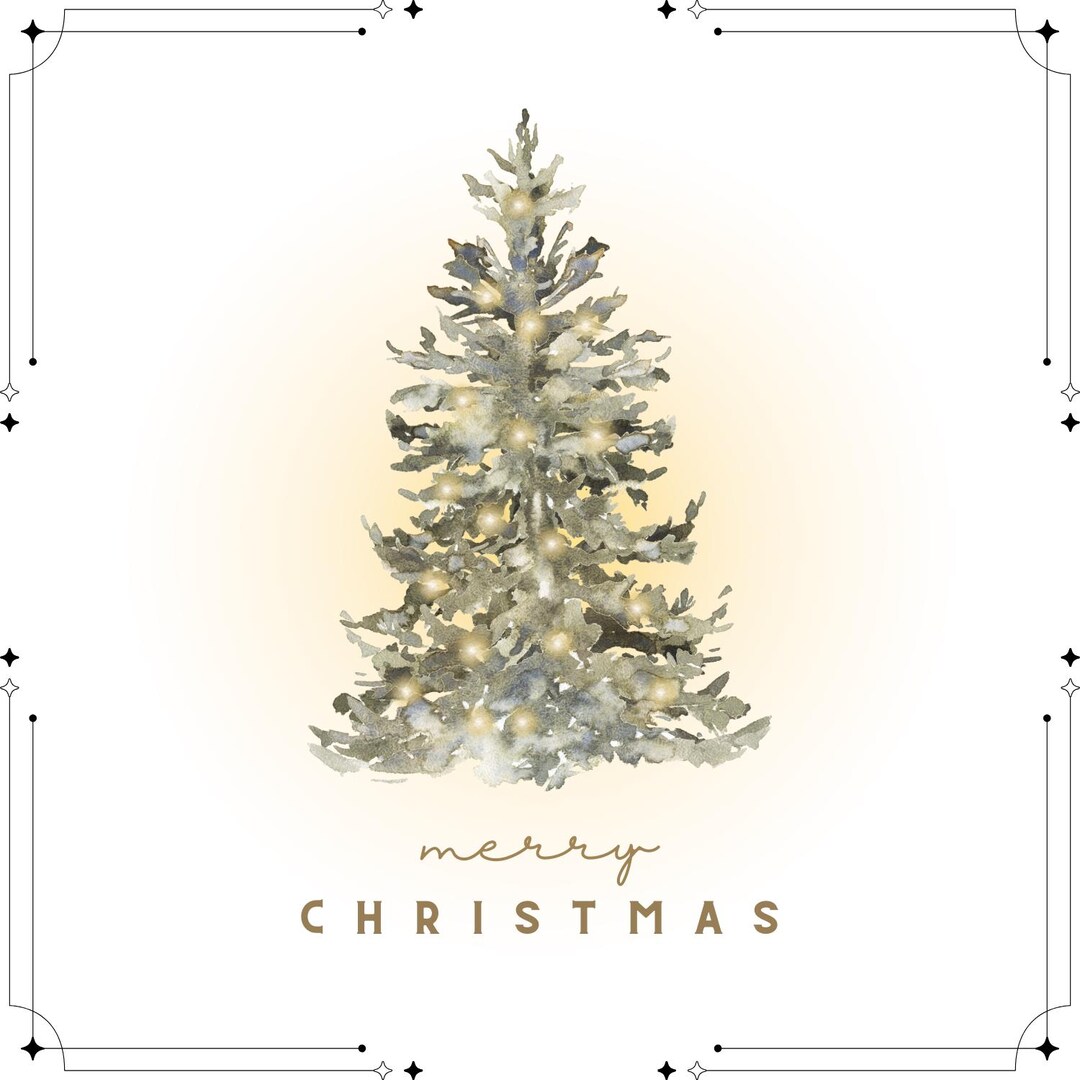 Gold Christmas Tree Card - Etsy