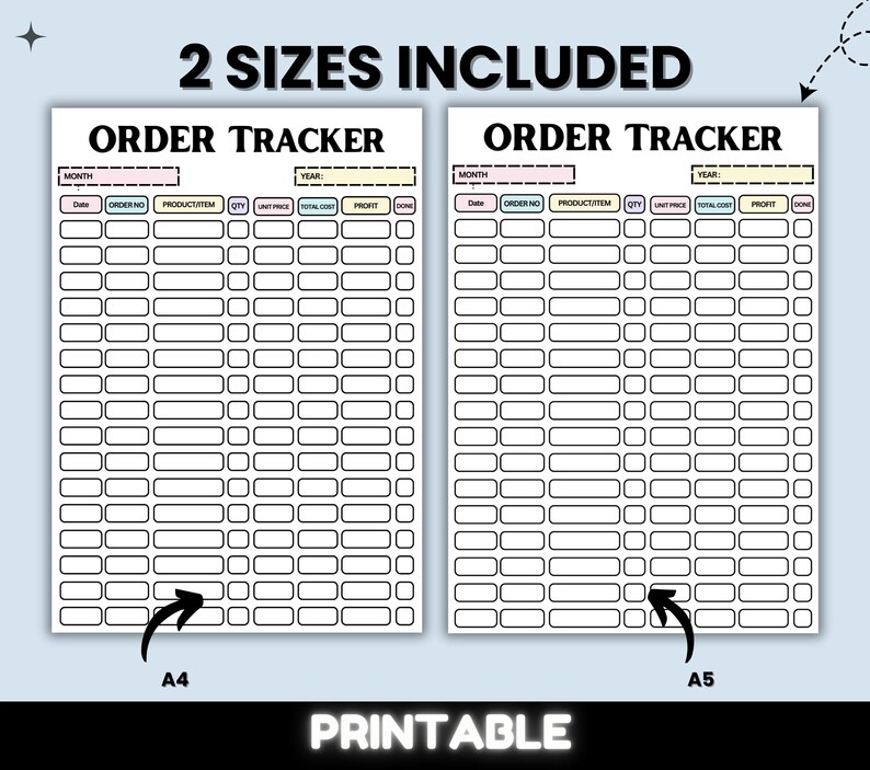 Order Tracker Printable, Small Business Tracker, Order Sales Log ...