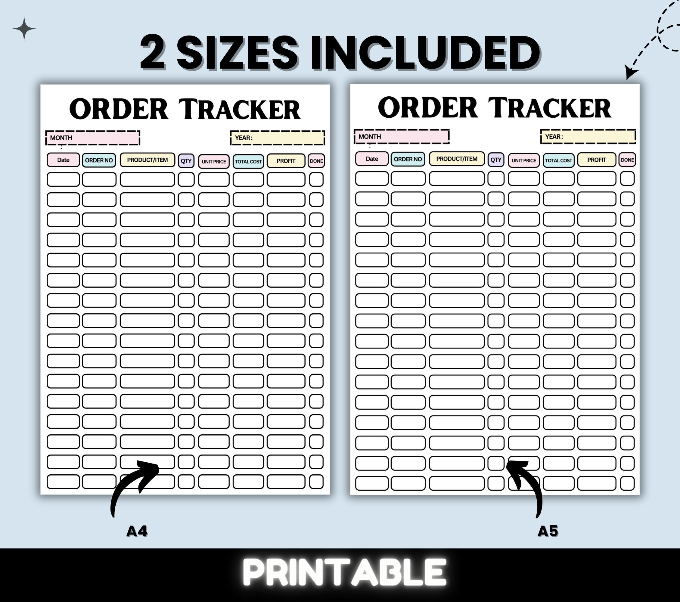 Order Tracker Printable, Small Business Tracker, Order Sales Log ...