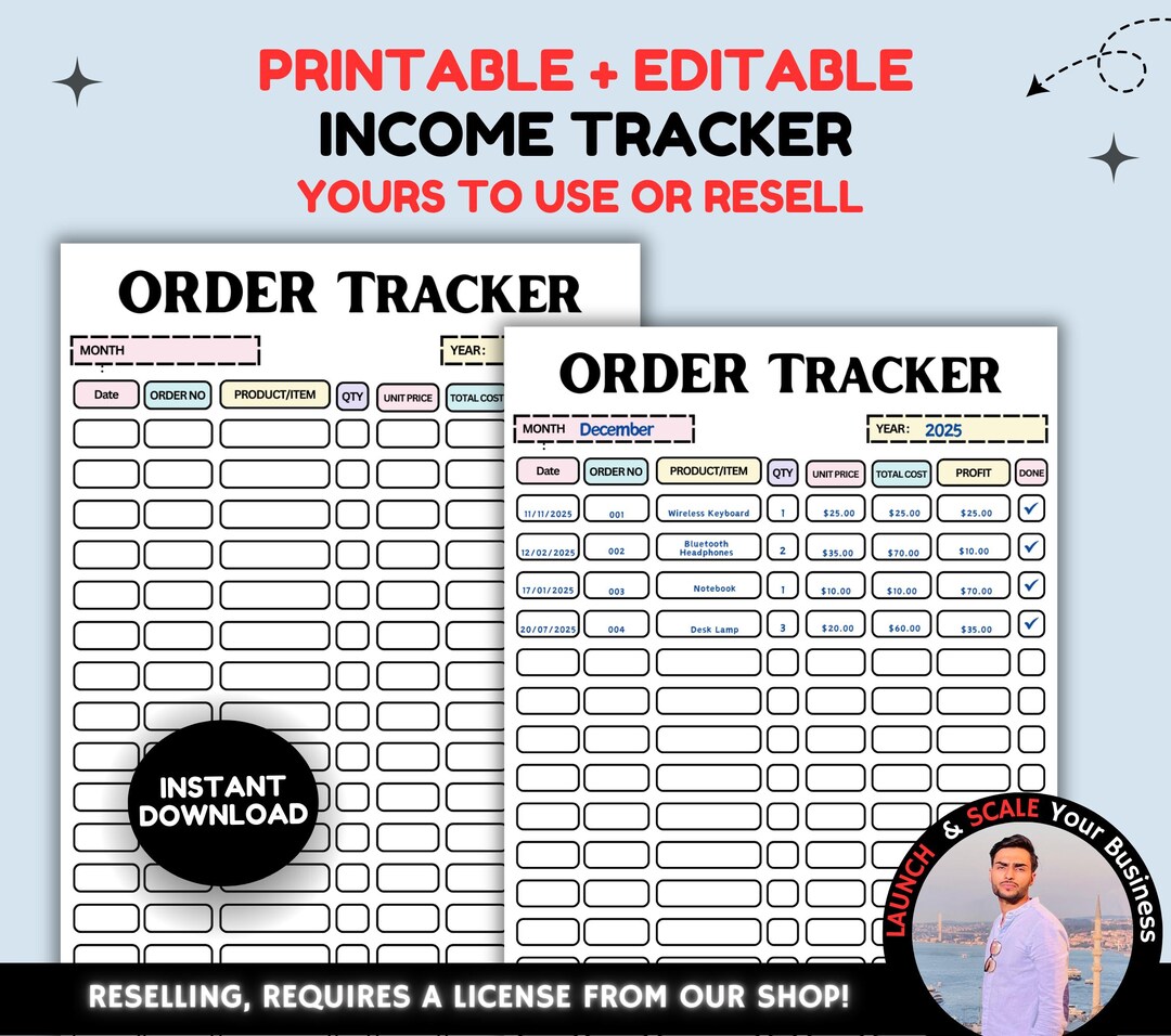 Order Tracker Printable, Small Business Tracker, Order Sales Log ...