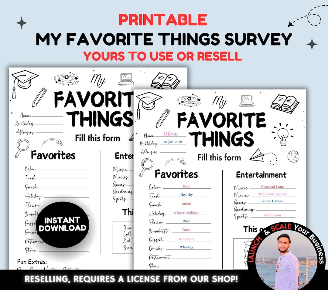 Teacher Favorite Things Survey, Coworker Questions Printable, All About ...