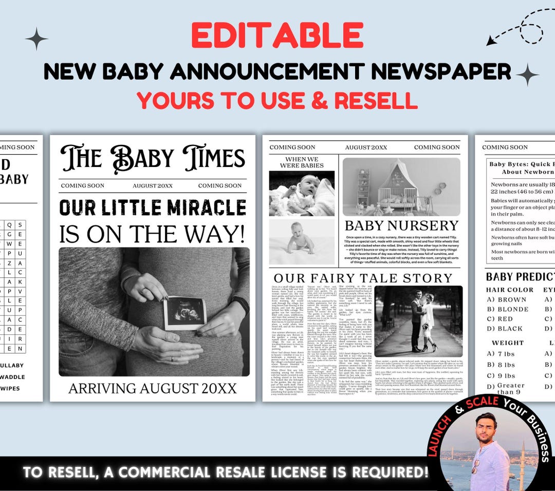 New Baby Announcement Newspaper Template, Baby on the Way Pregnancy ...
