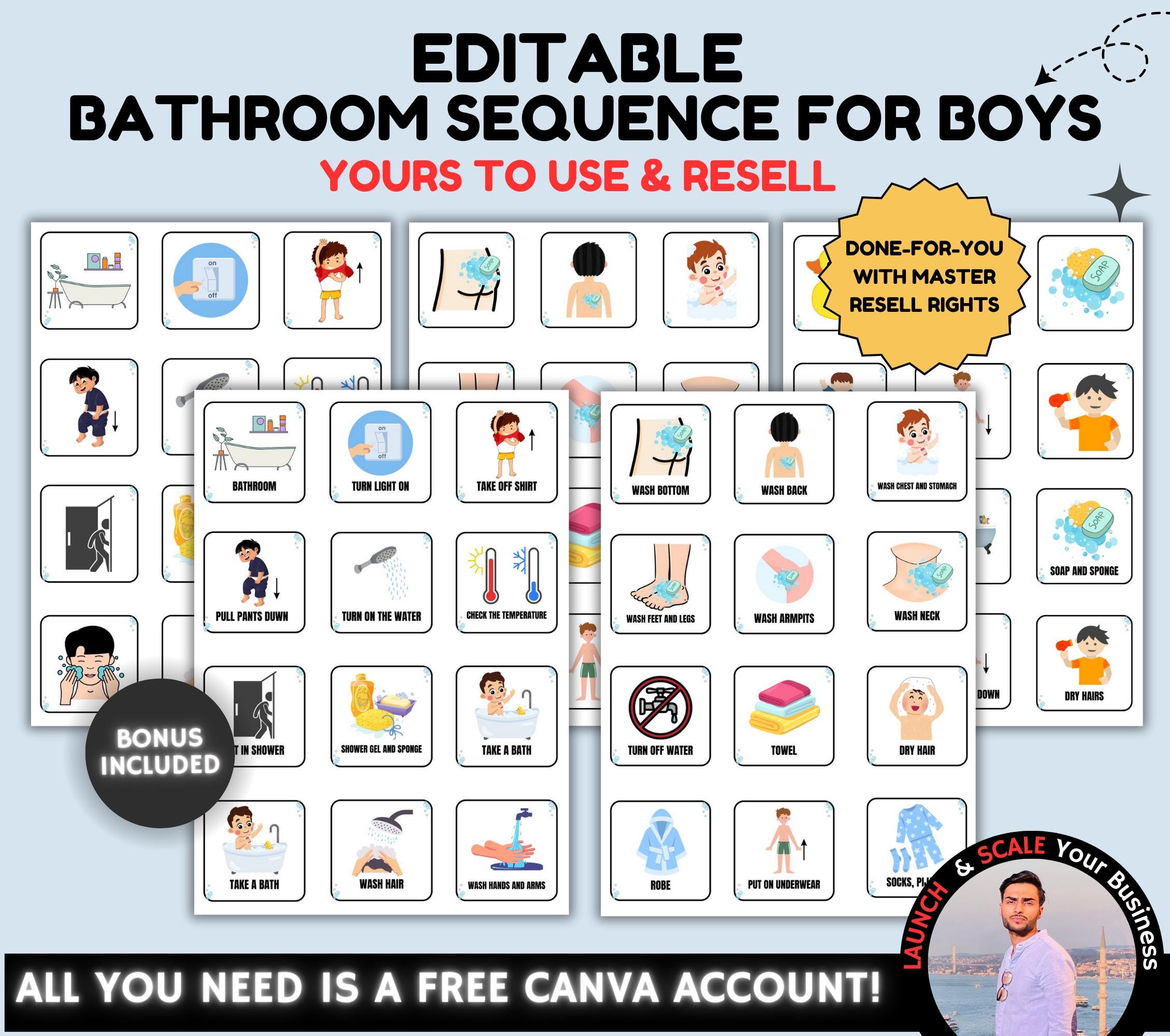 Shower Sequence for Boys Printable, Communication Visual, Special Needs ...