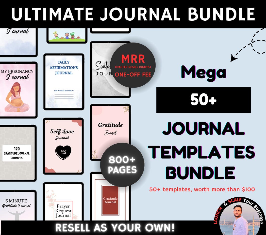 50+ Digital Journal Templates Bundle: MRR PLR Canva (digital Download ...