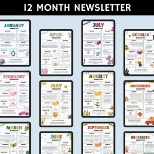 Monthly Classroom Newsletter: 12 Month Canva Template Bundle - Etsy