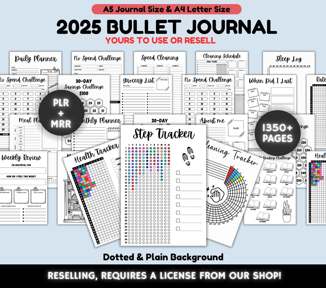 2026 Journal Bundle Plr Bullet Journal Premade Bullet Journal Pages