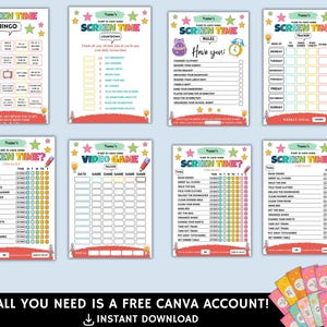 Editable Screen Time Checklist Bundle, Screen Time Rules Checklist ...