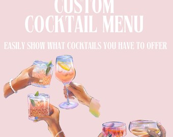 Custom Cocktail Menu Graphic Design Menu Digital Menu Graphic ...