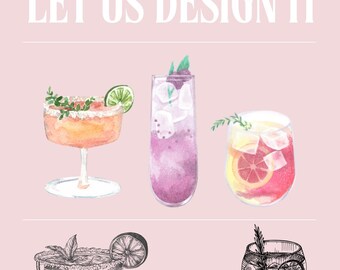 Custom Cocktail Menu Graphic Design Menu Digital Menu Graphic ...