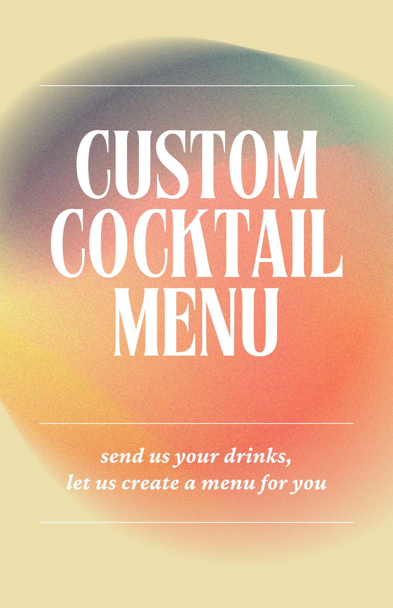 Custom Cocktail Menu Graphic Design Menu Digital Menu Graphic ...