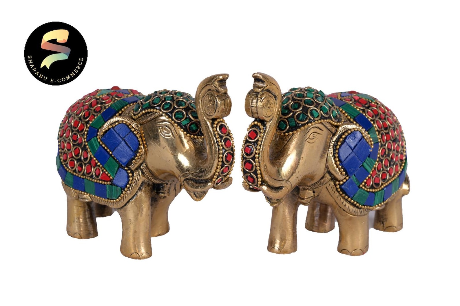 Elephant Pair Brass With Stones | Decorative Brass Elephants | Indian ...