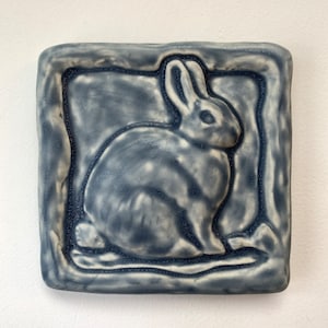 Rabbit Art Tile Craftsman Style Cottage Core Rabbit Lover Bunny Art ...