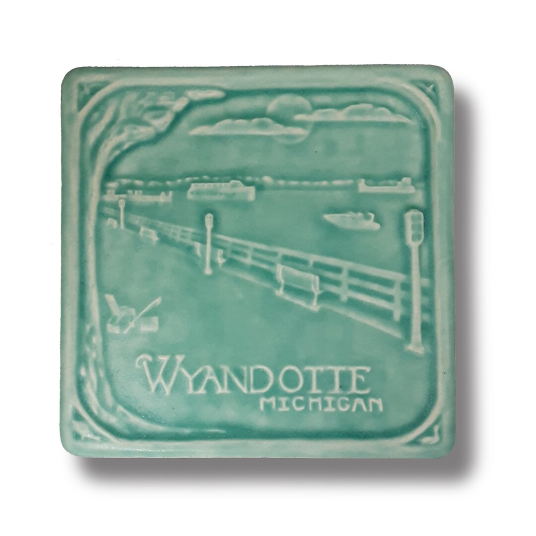 Wyandotte Michigan Ceramic Art Tile Craftsman Style Clay Boho Wall Art ...