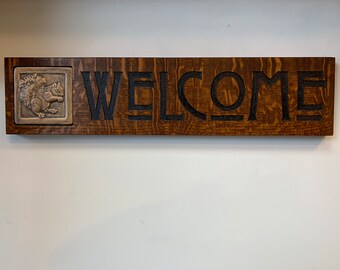 Welcome Sign Arts and Craft Stained Glass Look Craftsman - Etsy