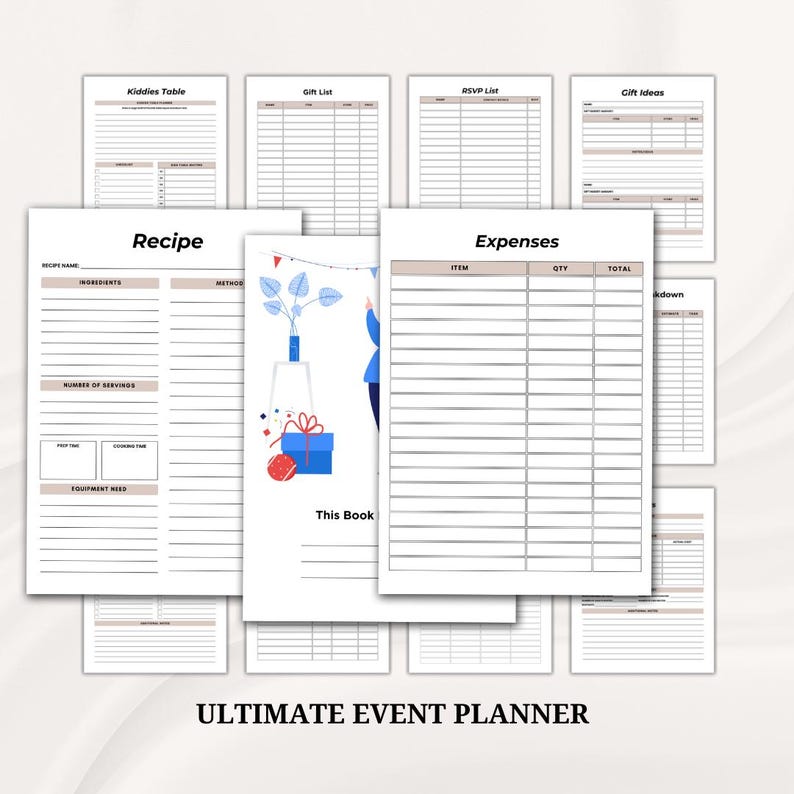 Event Planner Guide & Worksheets | Digital Event Planning Template ...