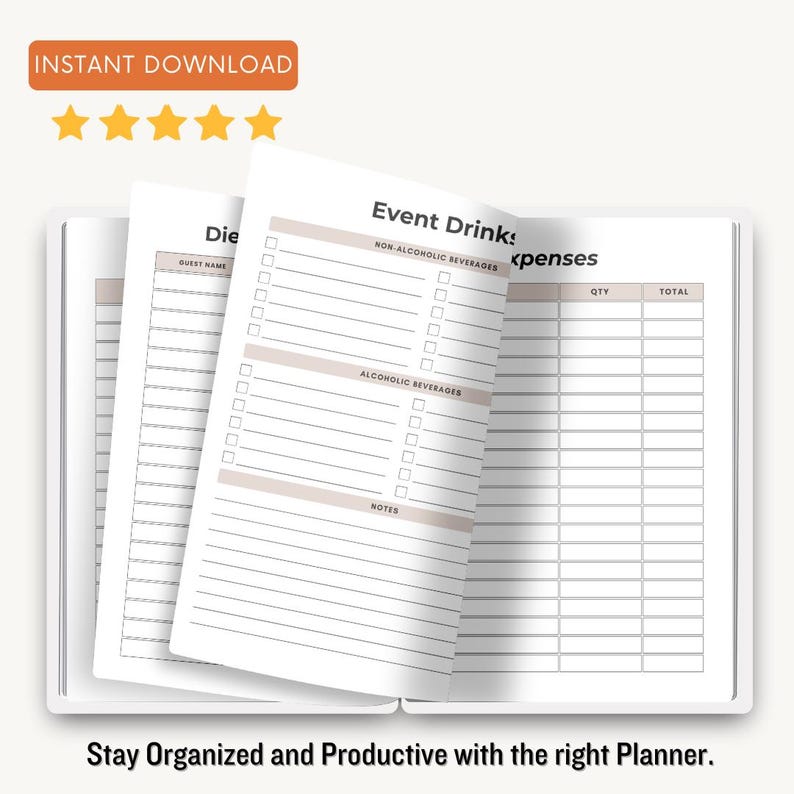 Event Planner Guide & Worksheets | Digital Event Planning Template ...