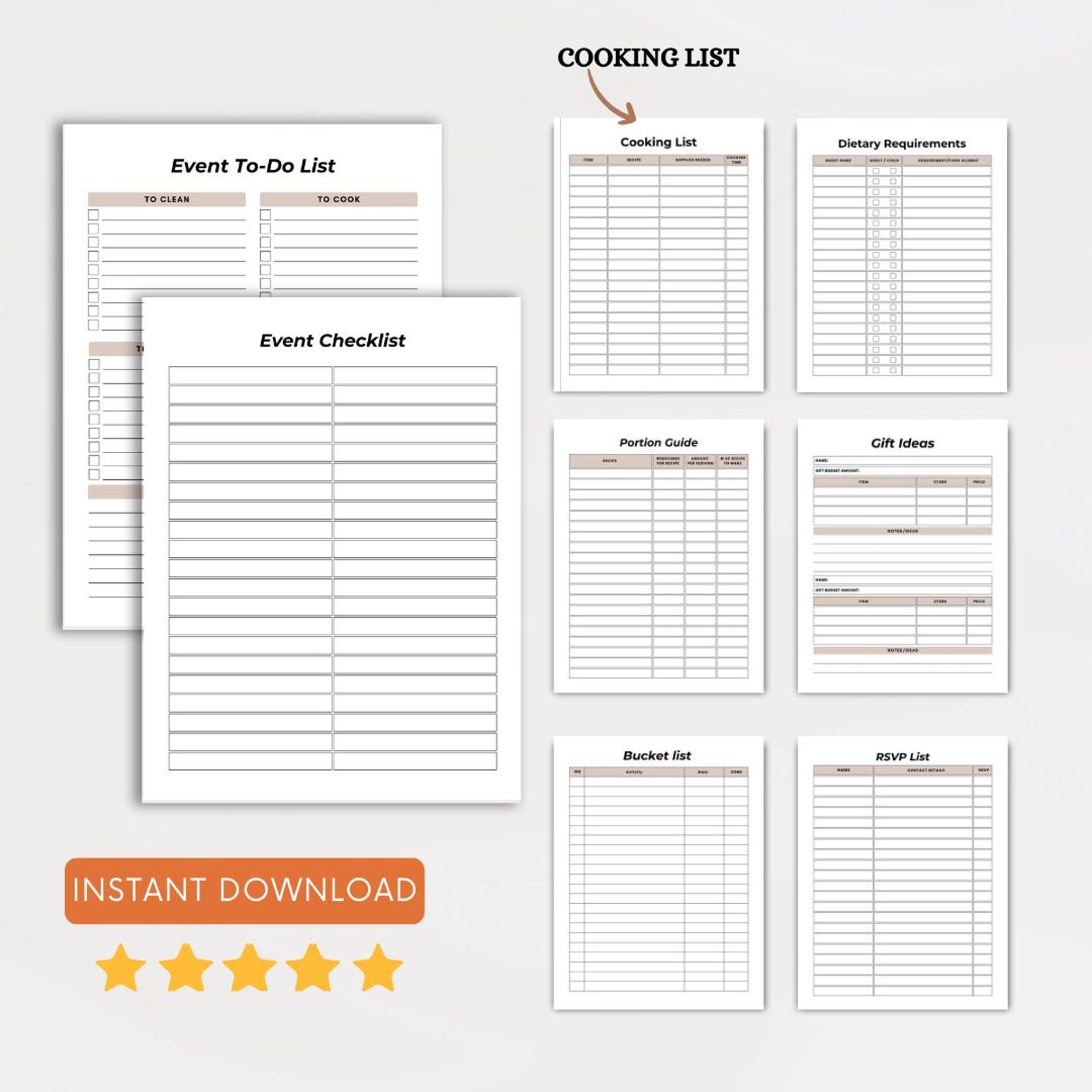 Event Planner Guide & Worksheets | Digital Event Planning Template ...