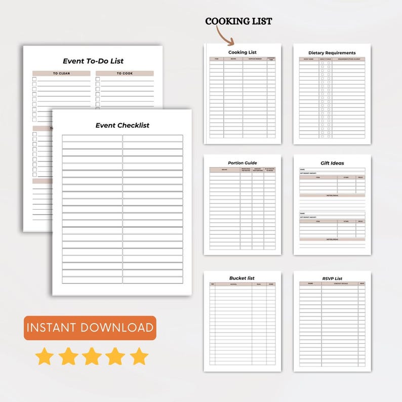 Event Planner Guide & Worksheets | Digital Event Planning Template ...