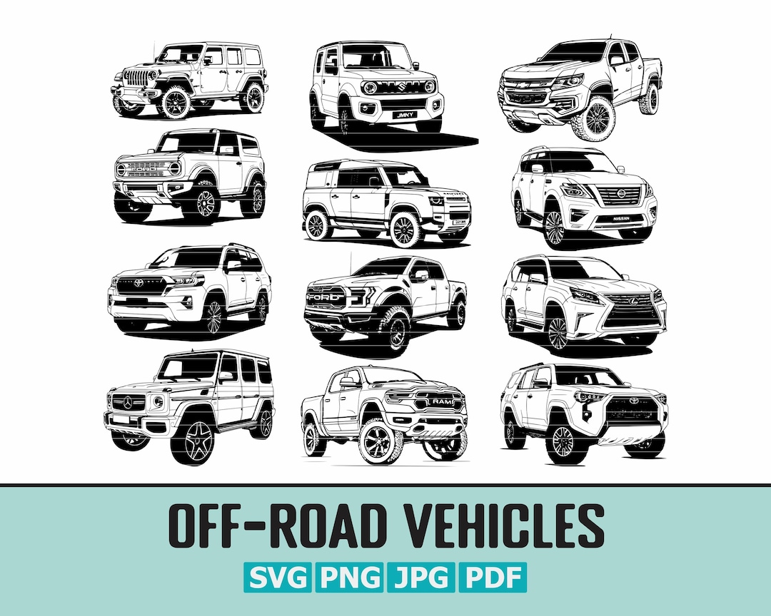 Off-road Cars SVG Bundle | 12 Modern & Iconic 4x4 Designs | Off-road ...