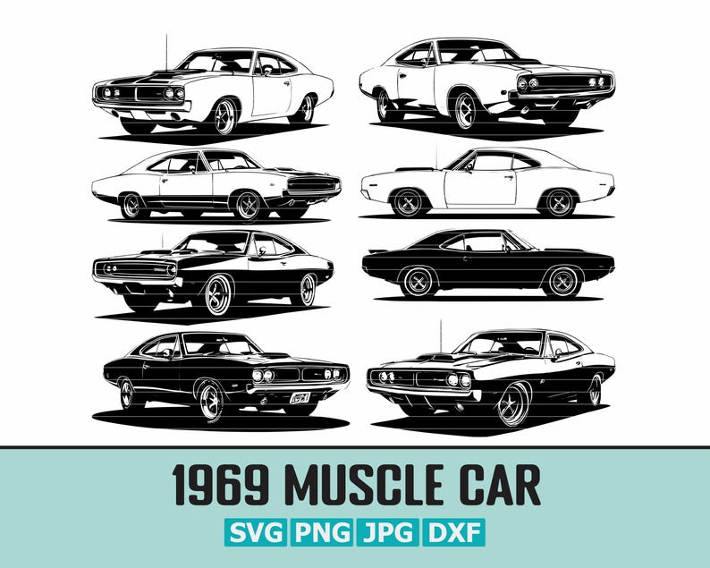 1969 Charger SVG Pack | Classic Muscle Car | 8 Iconic Designs Inspired ...