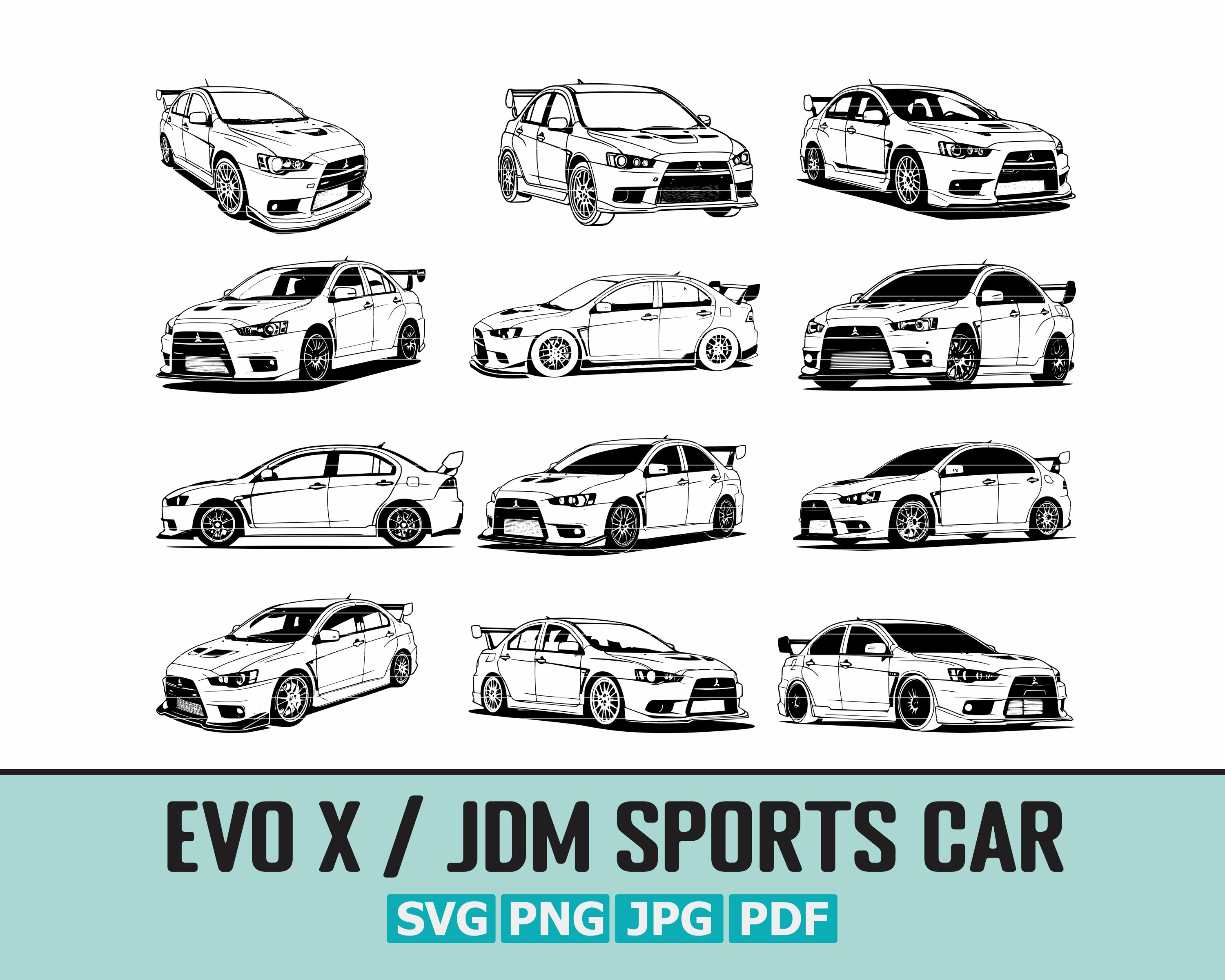 Lancer Evo X SVG Bundle | JDM Sports Car Designs | Svg - Png - Pdf ...