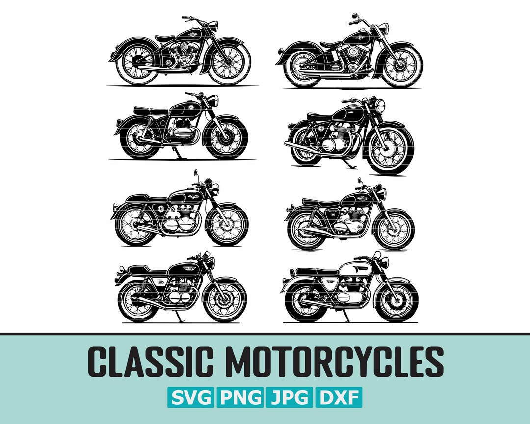 Classic Motorcycle SVG Pack | 8 Iconic Moto Designs Inspired by ...