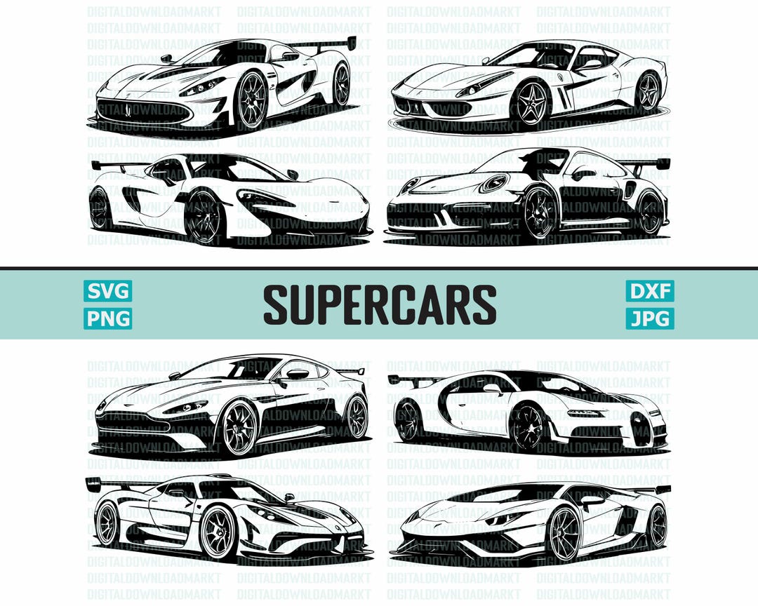 Modern Supercars SVG Bundle 8 Iconic Designs Inspired by Legendary ...