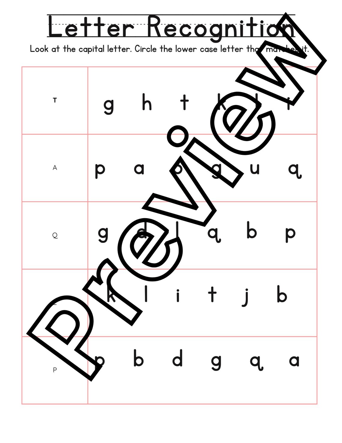 Letter Recognition Worksheet - Etsy