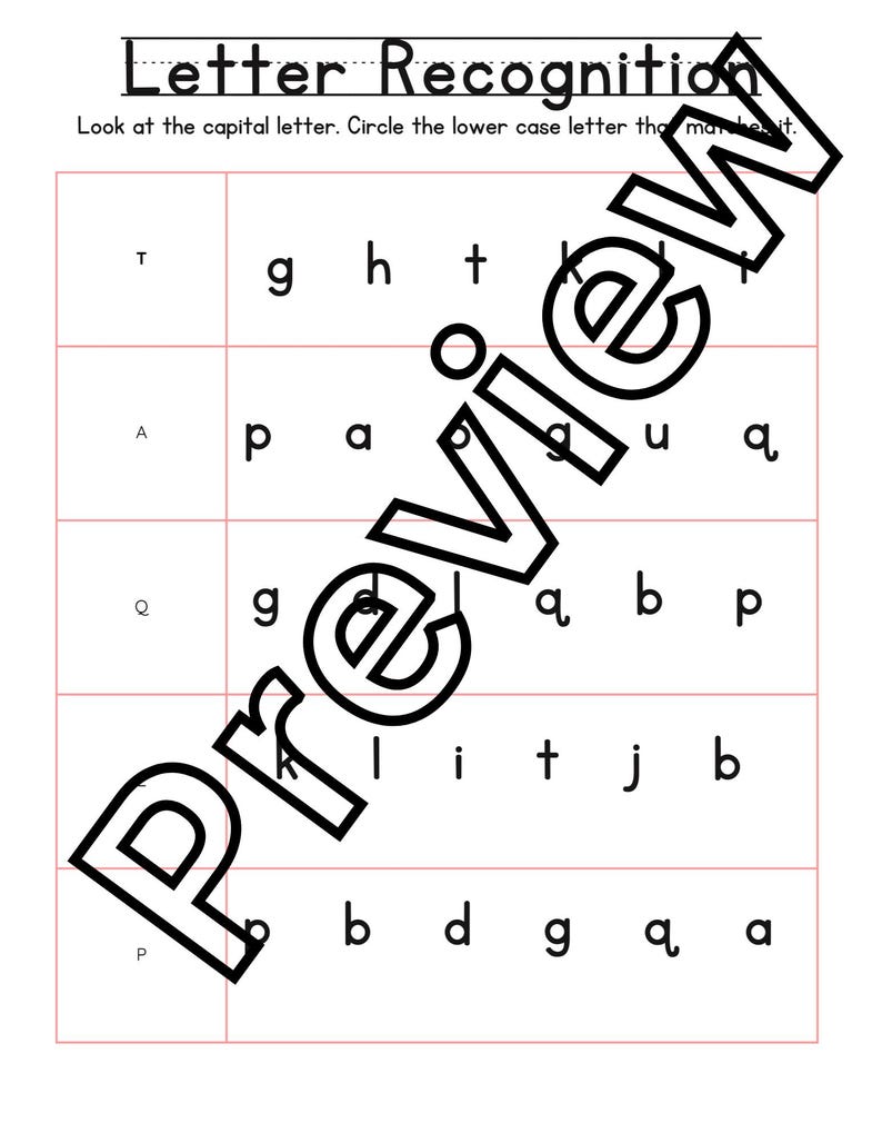Letter Recognition Worksheet - Etsy