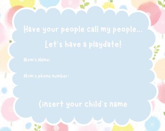 Editable Kids Play Date Contact Card - Etsy