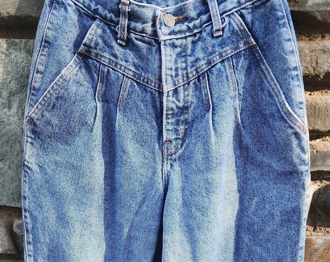 80s 1980s Sunset Blues Cool High Waisted Pleats Jeans Pants Denim ...