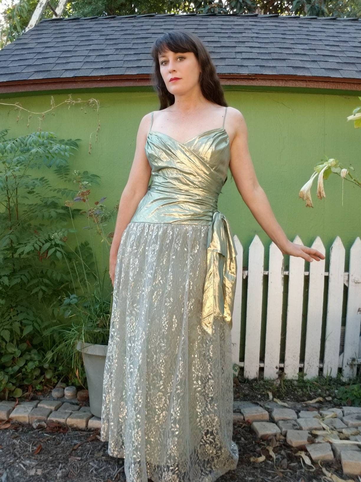 Amazing 80s 1980s Does 50s Prom Dress Gown Lurex Metallic Lame | Etsy
