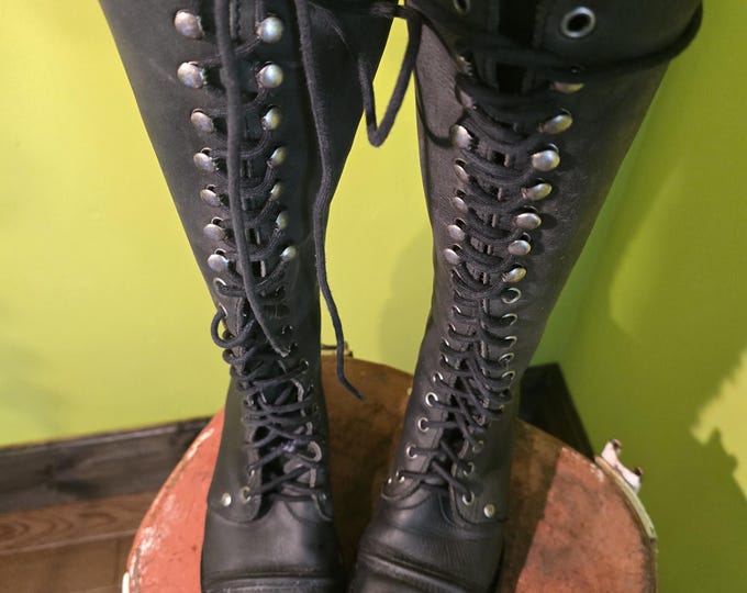Late 90s Y2k Lace up Witchy Cat Caterpillar 60s Style Gogo Boots Rocker ...