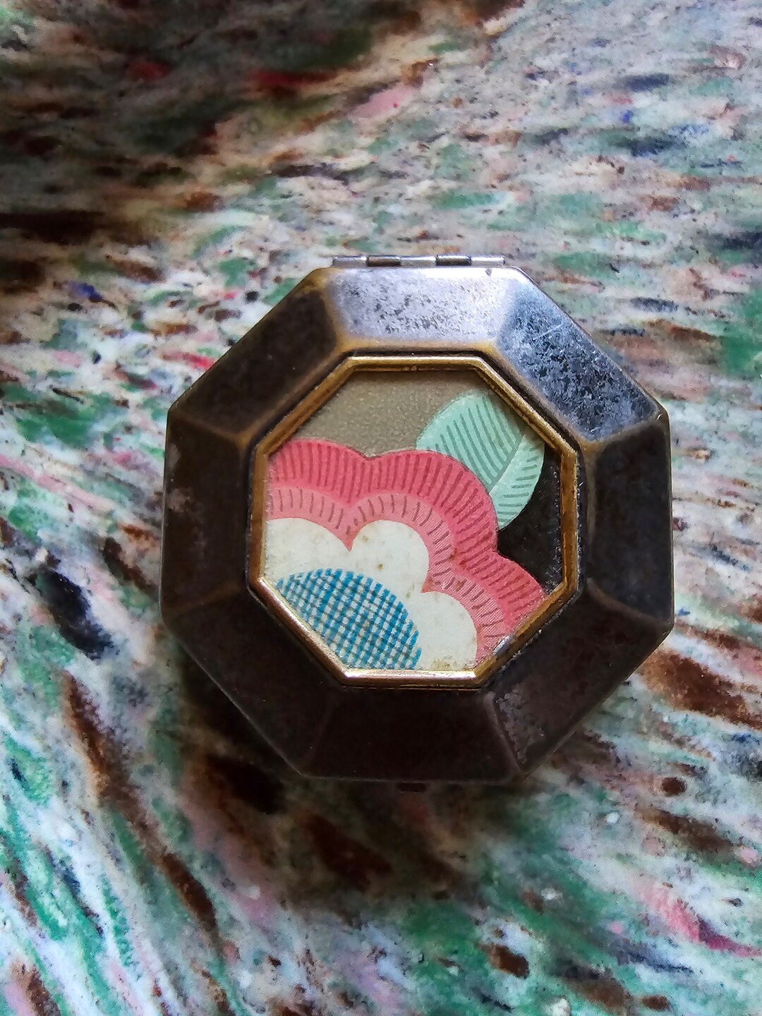 Art Deco Tri Fold Rare Compact Octagon Antique Vintage Seventeen ...