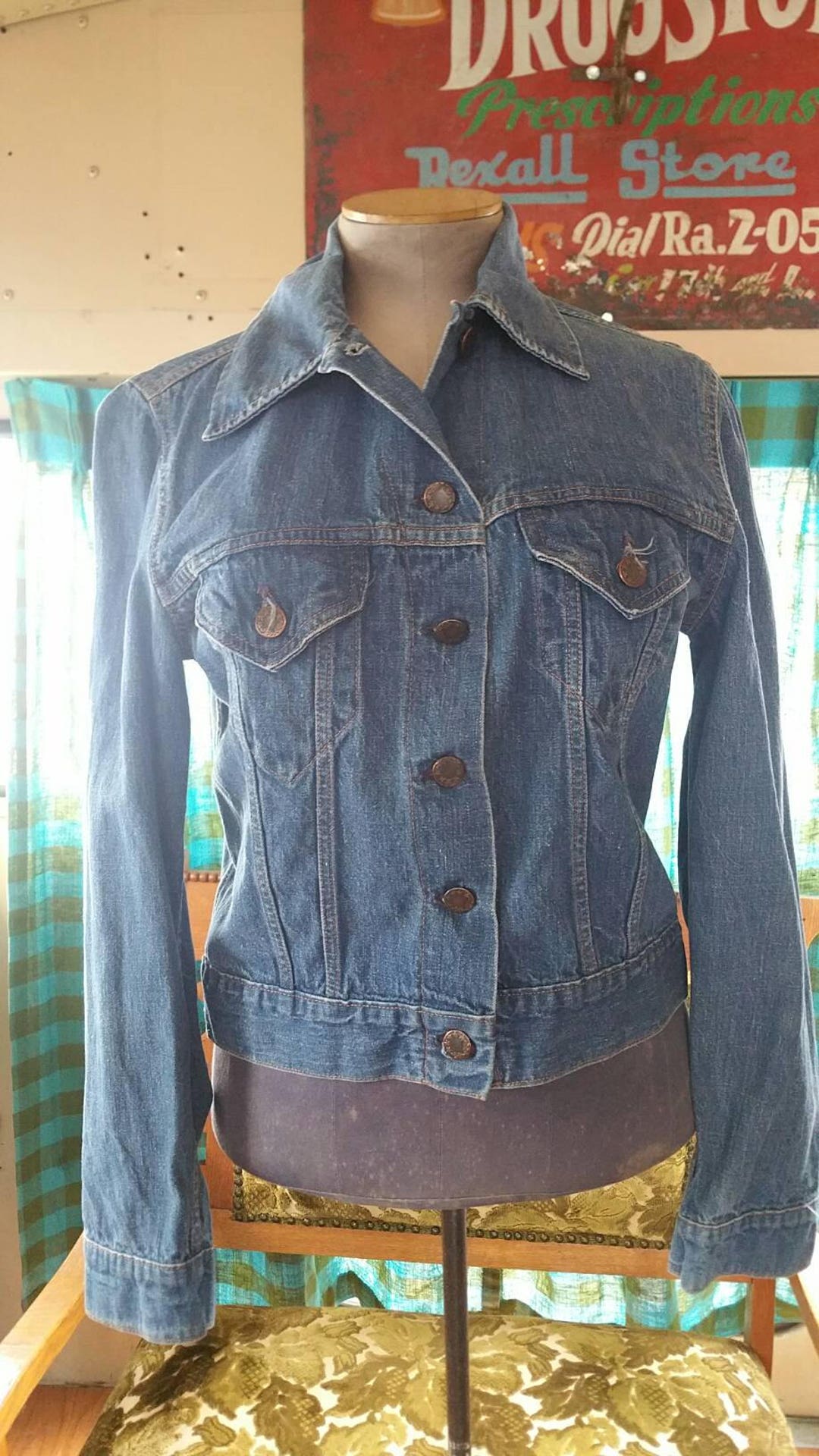 70s 1970s Denim Jean Jacket Jc Penney Western Rockabilly Rocker Boho ...