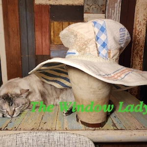 The Window Lady Designer Patchwork Upcycled Hat Antique Sack Feed Flour ...