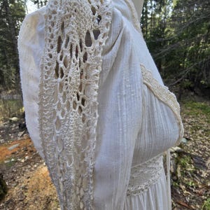 Gunne Sax Indian Cotton Lace Wedding Maxi Dress Lace up Boho Prairie ...