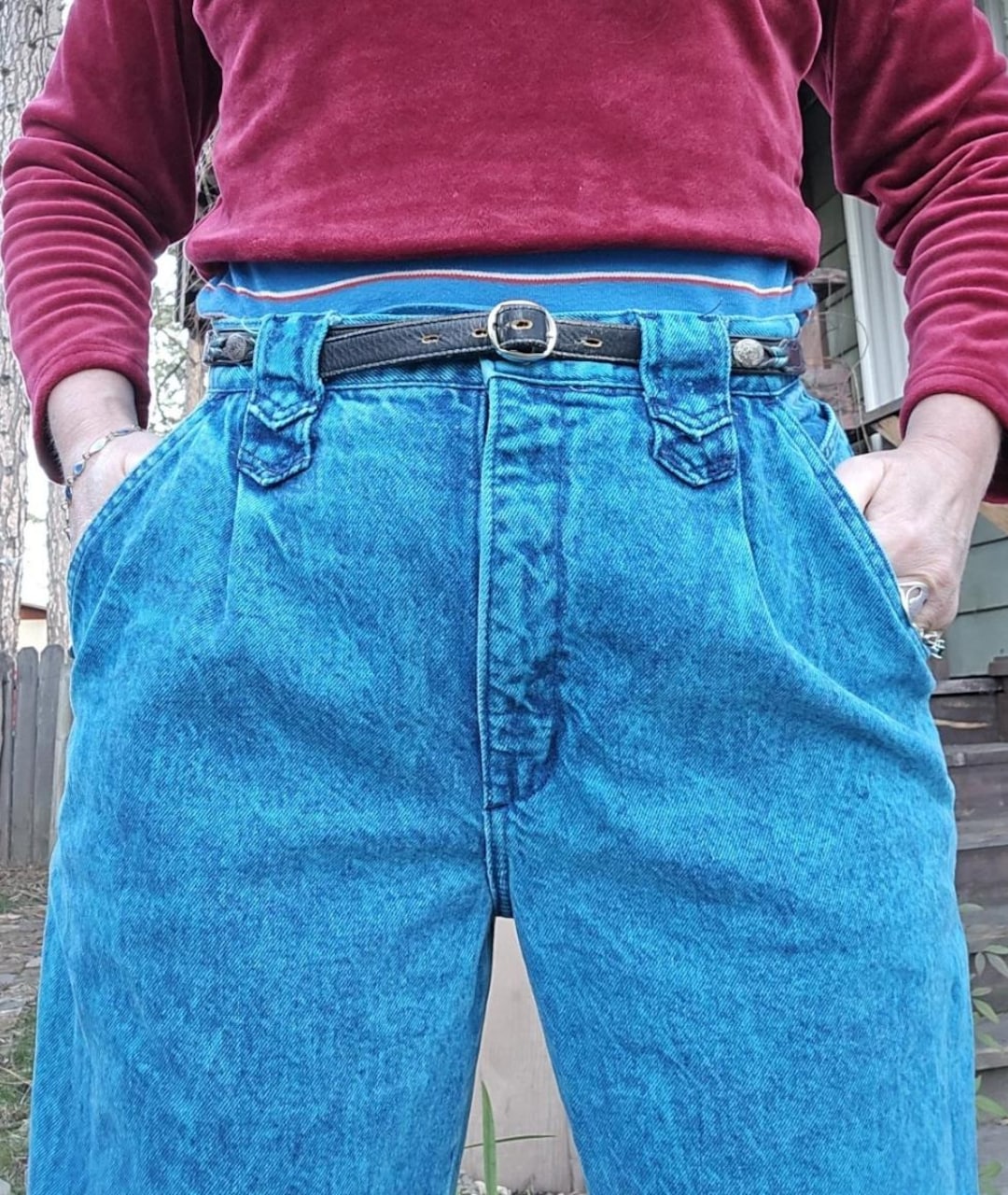 Wacky Western Androgynous Bare Back Aqua Turquoise Denim Jeans Waist 32 ...