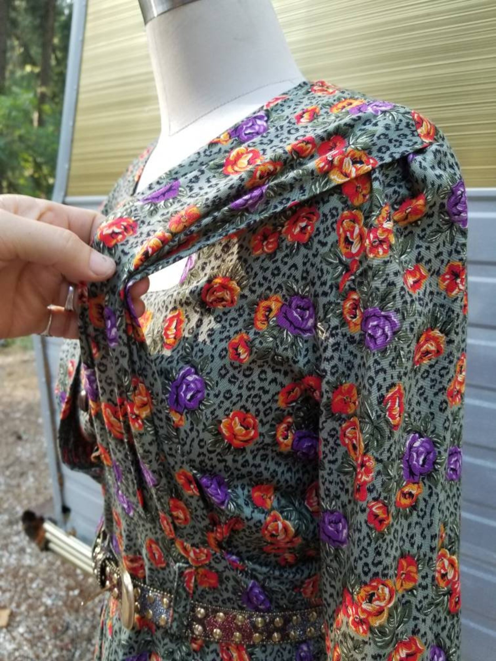 80s 1980s High Waisted Floral Dress Rocker Punk Leopard Boho | Etsy