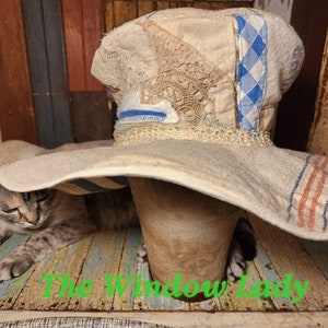 The Window Lady Designer Patchwork Upcycled Hat Antique Sack Feed Flour ...